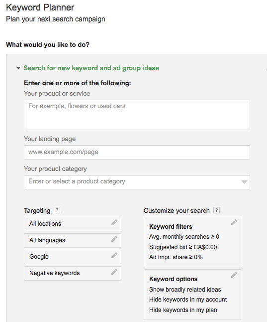 Google's new keyword tool - Using the Keyword Planner